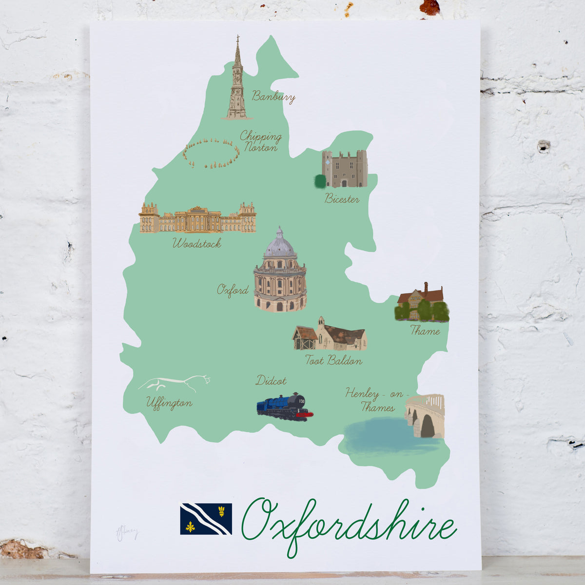 Bespoke Personalised County/Country Map Illustration Art Print ...